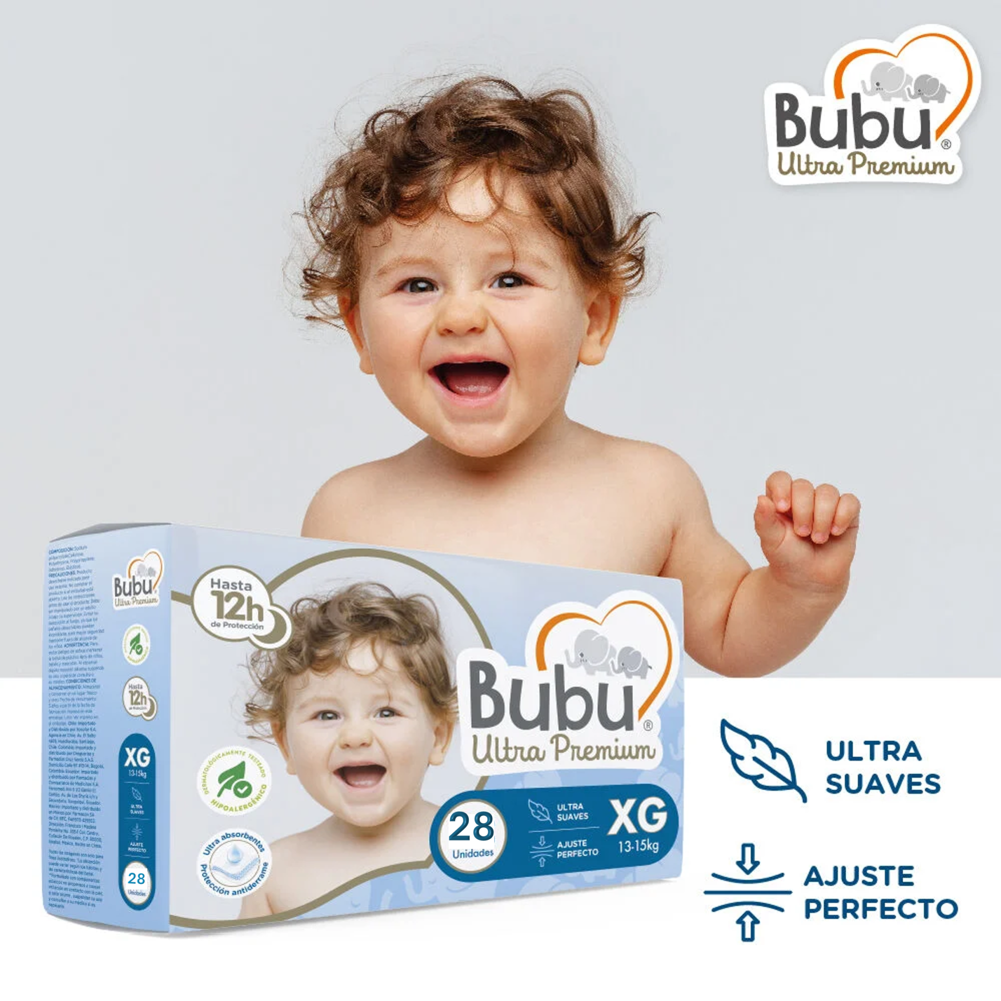 BUBU Pañales Ultra Premium Talla XG 28 Unidades [13 a 15Kgs] – Liquihome.cl