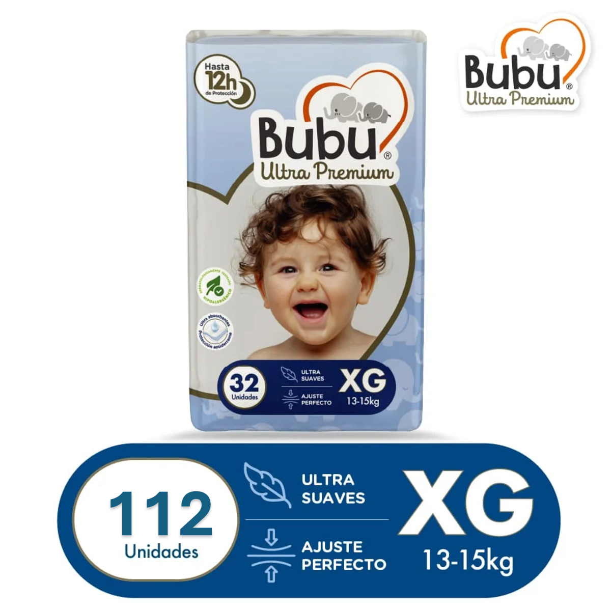 BUBU ULTRA PREMIUM PACK MENSUAL – TALLA XG 112 Uds [13 a 15Kgs ...